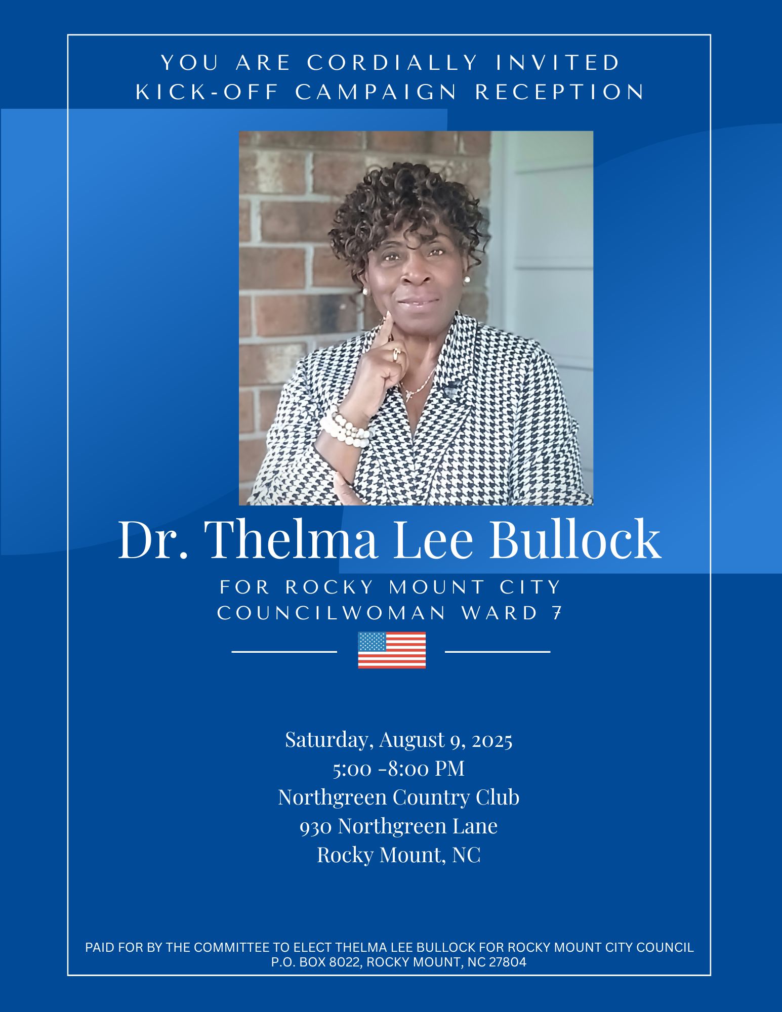 Flowing Kick-Off Campaign on August 9th, 2025 – Thelma Lee Bullock